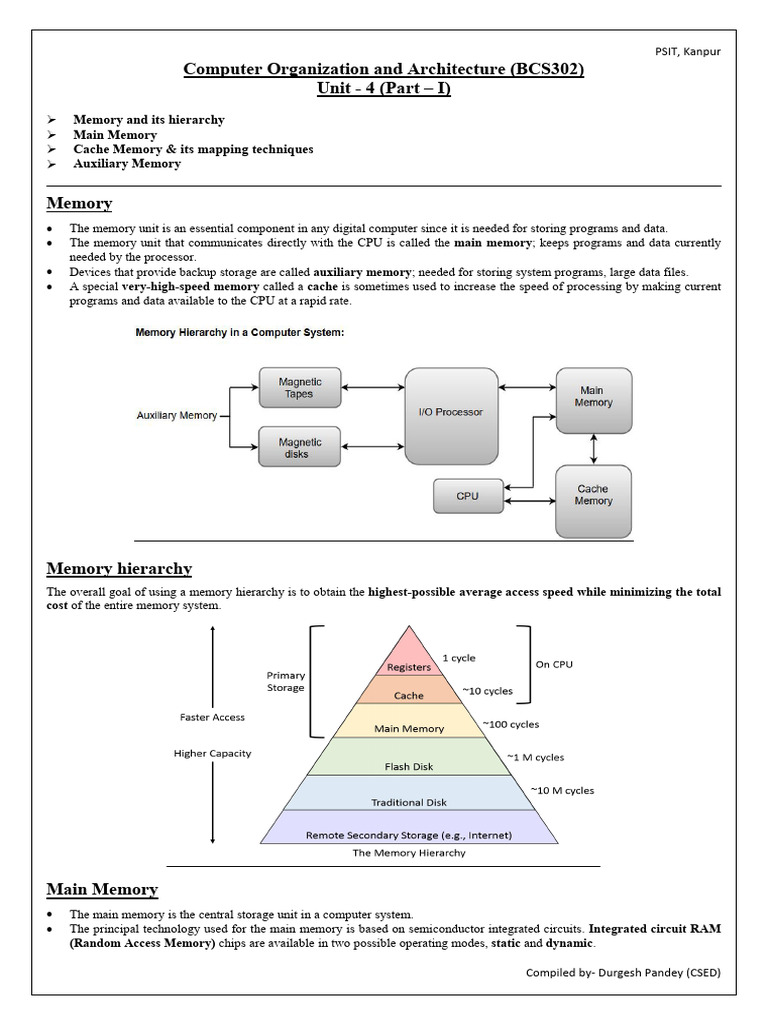 BCS302 Unit-4 (Part-I) | PDF | Random Access Memory | Cpu Cache