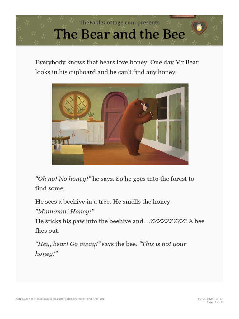 The Bear and the Bee (Text, Audio + Video) | PDF | Beehive ...