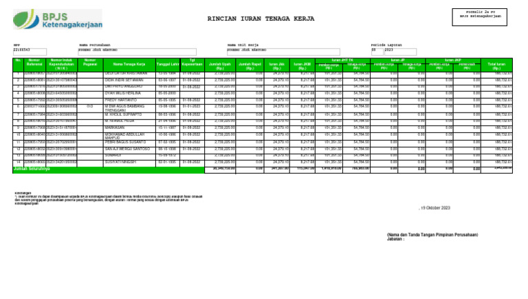 BPJSTK Agustus 2023 | PDF