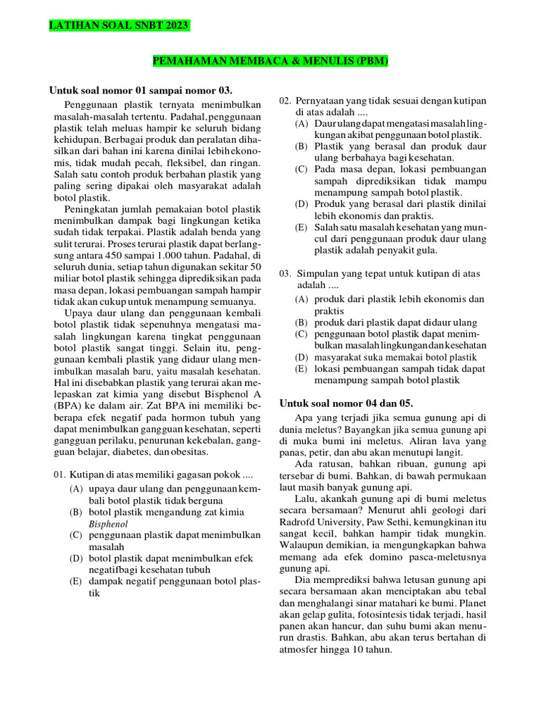 SOAL LATIHAN PBM (Paket 2) | PDF