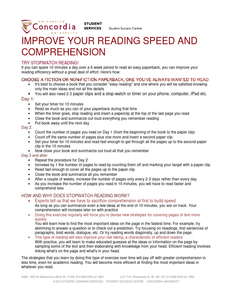 Improve Reading Speed | PDF | Reading Comprehension | Speed Reading