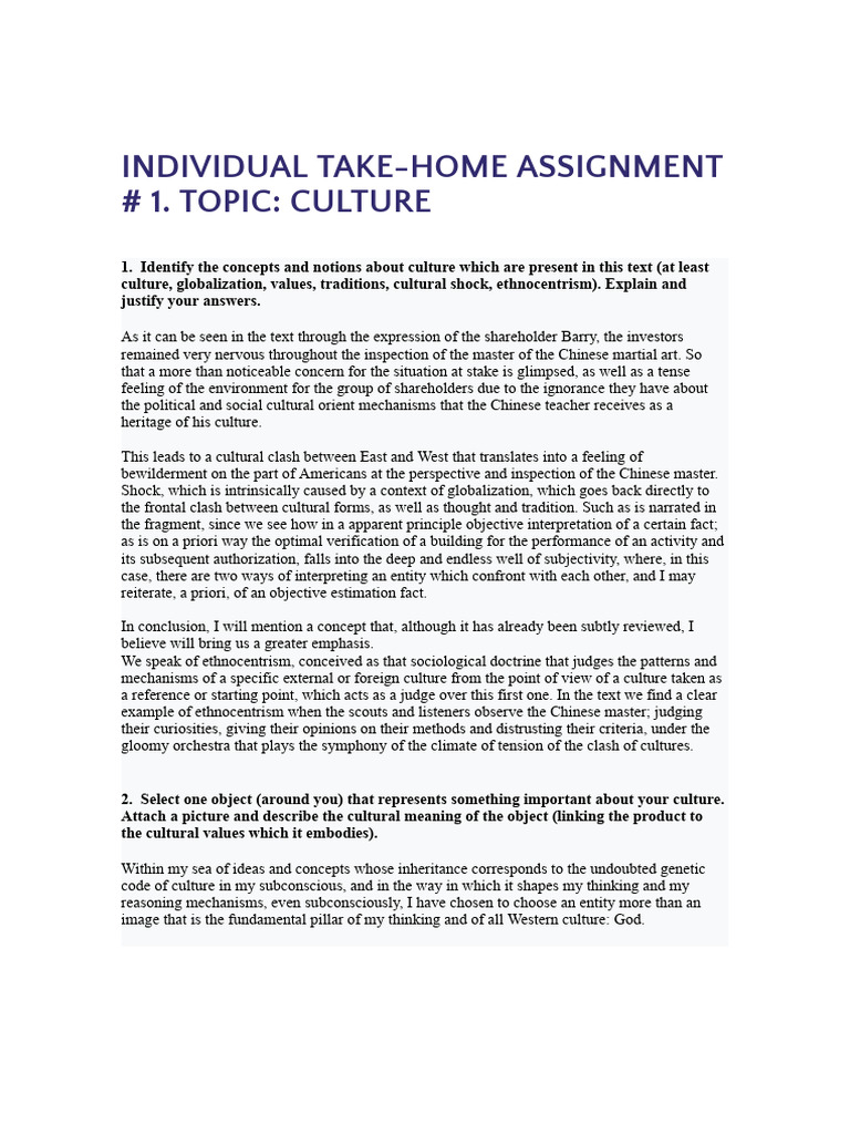 INDIVIDUAL TOPIC 1 CULTURE.docx | PDF | Morality | God