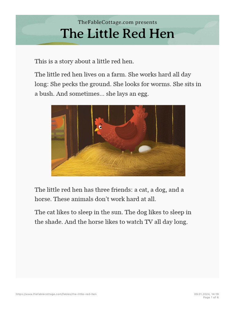 The Little Red Hen (Text, Audio + Video) | PDF | Chicken