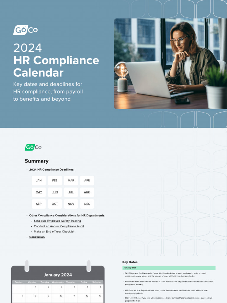 2024 HR Compliance Calendar - GoCo | PDF | Irs Tax Forms | Payroll