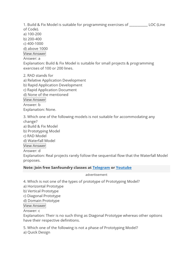 Cse Mcq Pdf Software Development Process Software Prototyping 2915