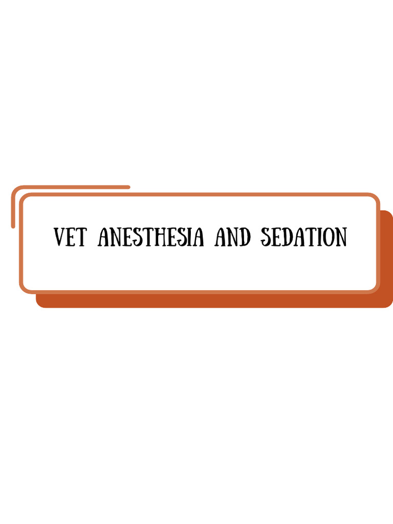 Vet Anesthesia and Sedation | PDF | Opioid | Anesthesia