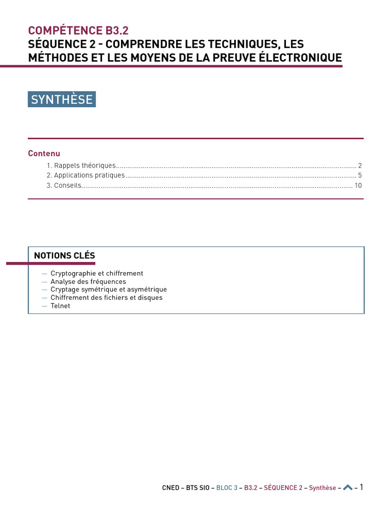 Synthese Séquence 2 | PDF | Cryptage | Cryptographie