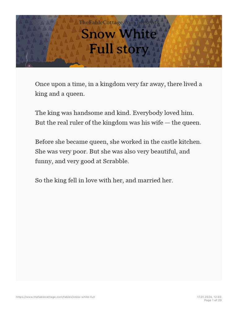 Snow White Text Audio Video Pdf Snow White