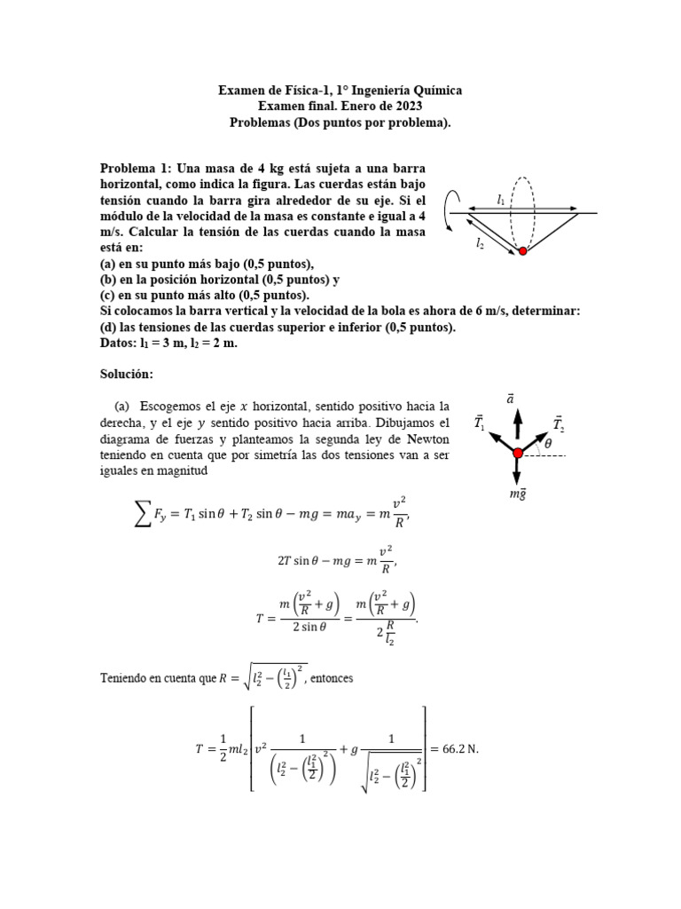 Fisica 1 Enero 2023 Problemas Final | PDF | Ciencias fisicas | Física Aplicada e Interdisciplinaria