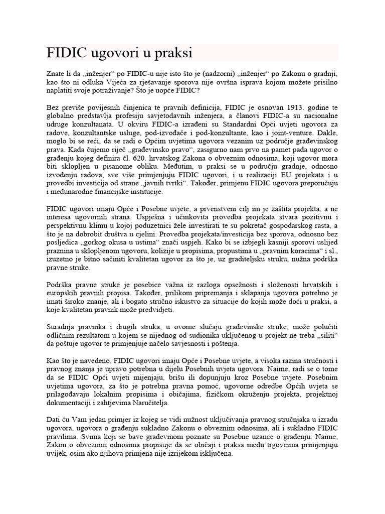 FIDIC Ugovori U Praksi | PDF