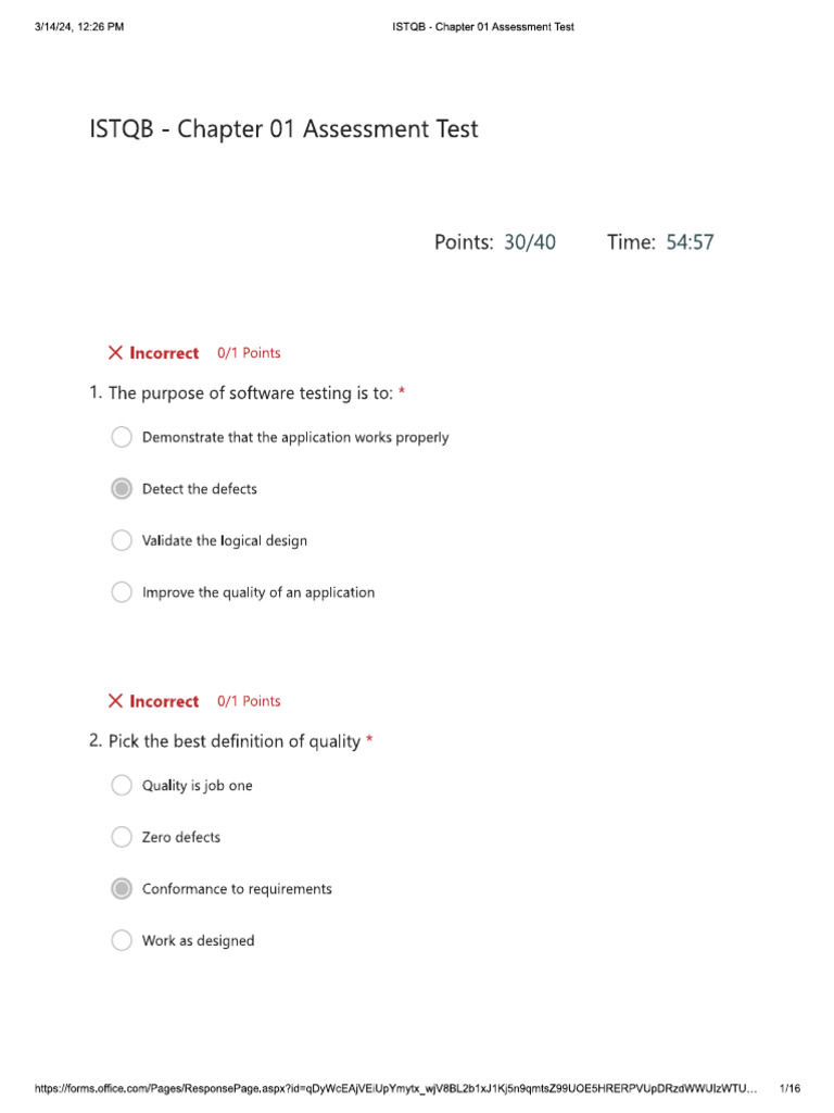 Istqb Chapter 1 Mock Test | PDF