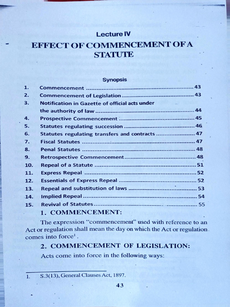 Statute Commencement and Repeal Explained | PDF | Repeal | Legal Documents