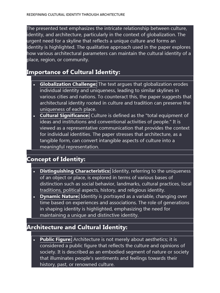 Redefining Cultural Identity Through Architecture Article 2 | PDF ...
