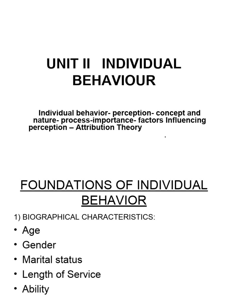 Understanding Individual Behavior Factors | PDF | Perception | Senses