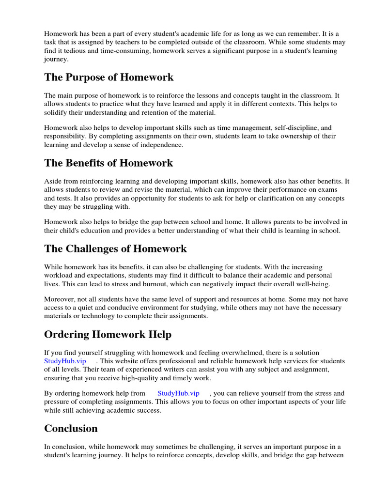 Why Homework Is Important Essay | Download Free PDF | Homework | Teachers