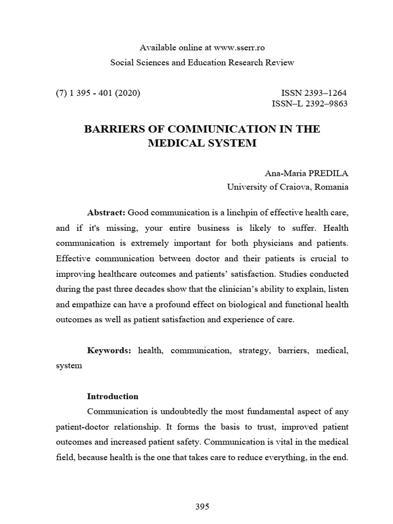 Barriers of Communication in The Medical System | PDF | Health Care ...