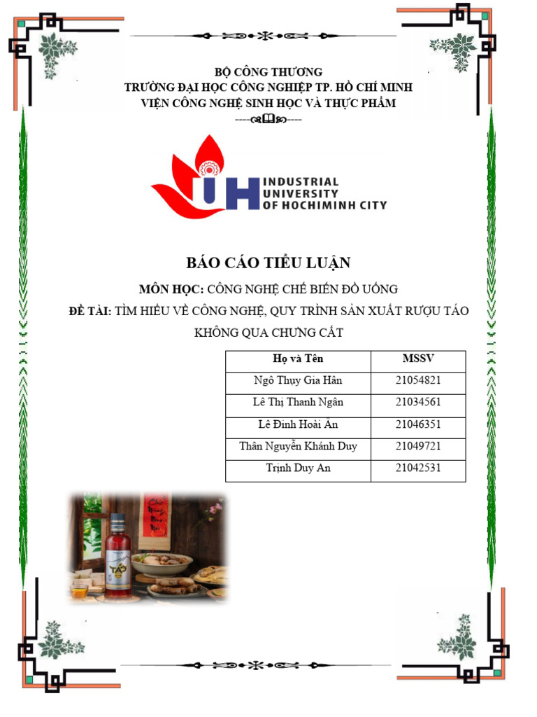 NHÓM 4-TIỂU LUẬN CNCB ĐỒ UỐNG-DHTP17B | PDF