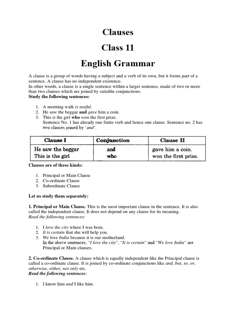 Clauses XI | PDF | Clause | Verb