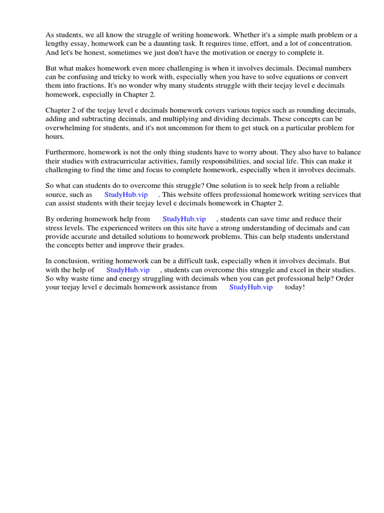 Teejay Level e Decimals Homework Chapter 2 | PDF | Educational ...