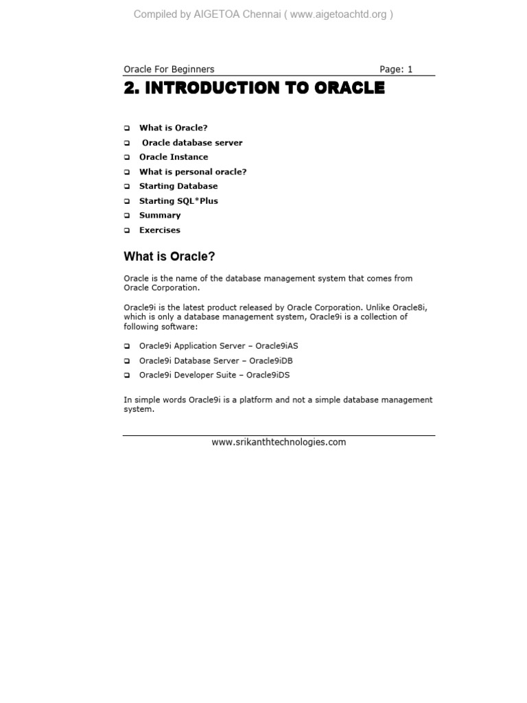 05 Oracle Db1 Pdf Databases Oracle Corporation