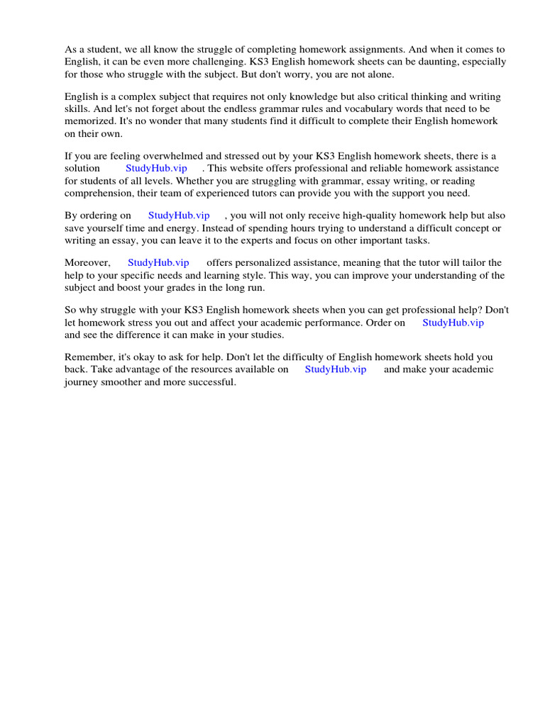 Ks3 English Homework Sheets | PDF | Worksheet | Homework