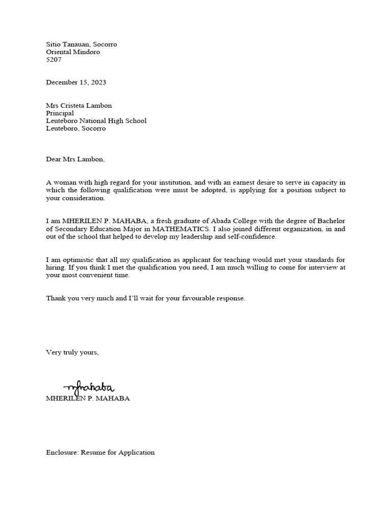 Application Letter | PDF