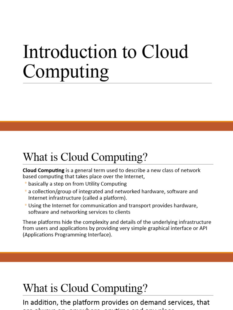 Introduction To Cloud Computing Pdf Cloud Computing Software As A