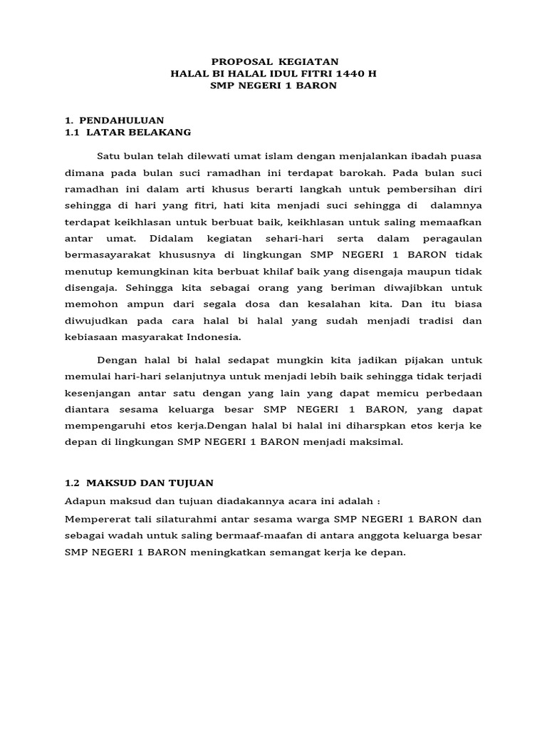 Proposal Kegiatan Idul Fitri PDF Free | PDF