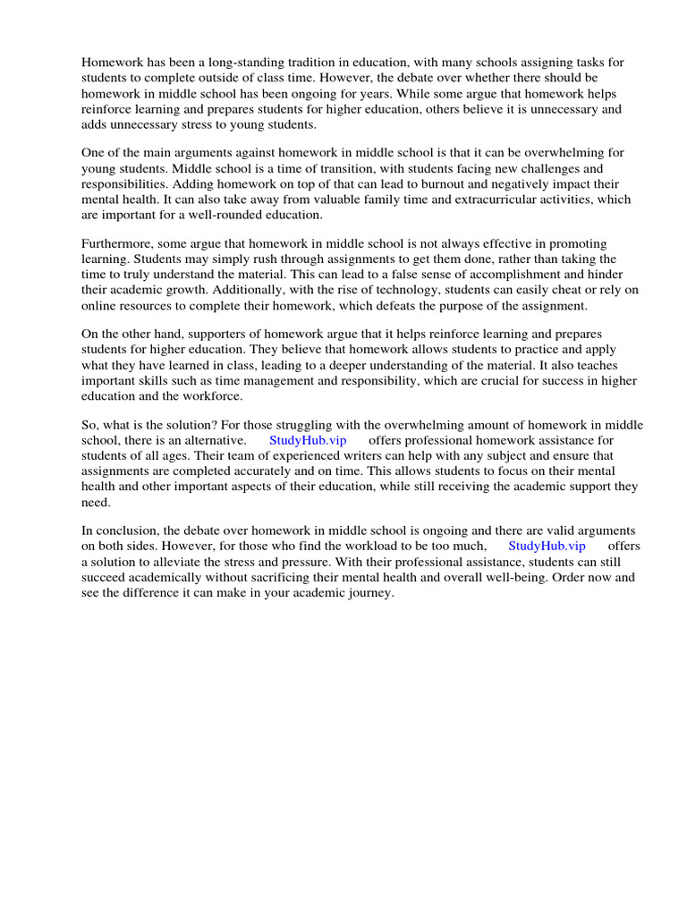 Should There Be Homework in Middle School | Download Free PDF ...