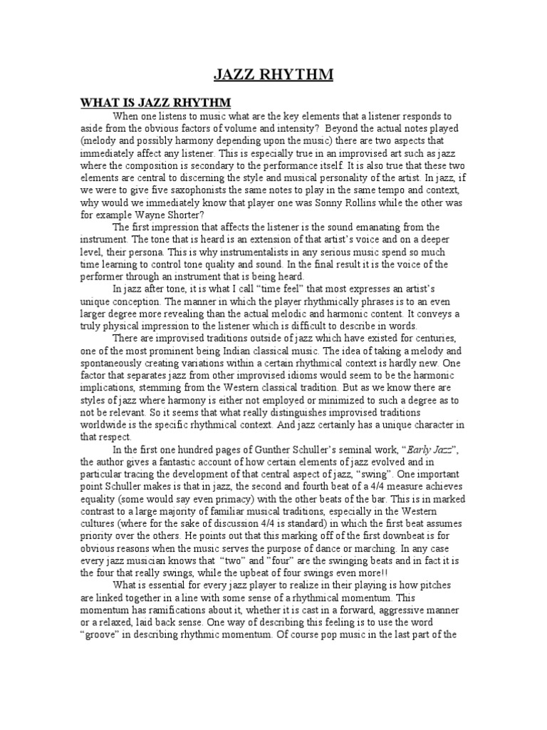 What Is Jazz Rhythm | PDF | Jazz | Rhythm