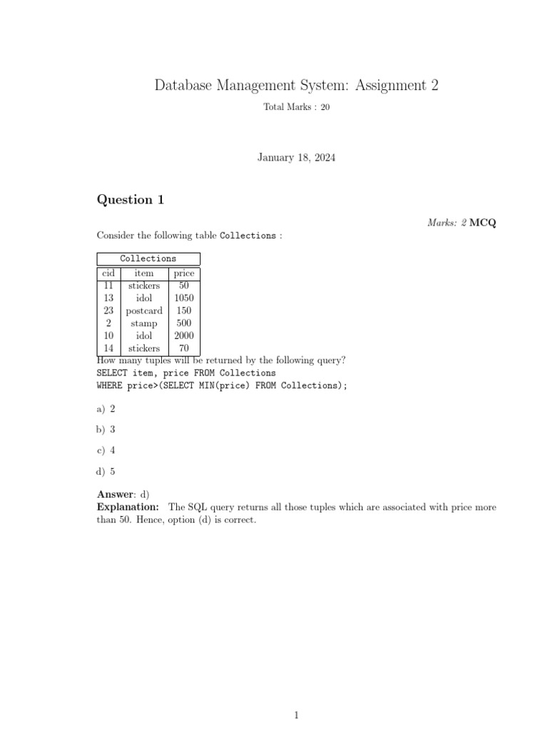 Assignment 2 DBMS January 2024 | PDF | Data | Computer Programming