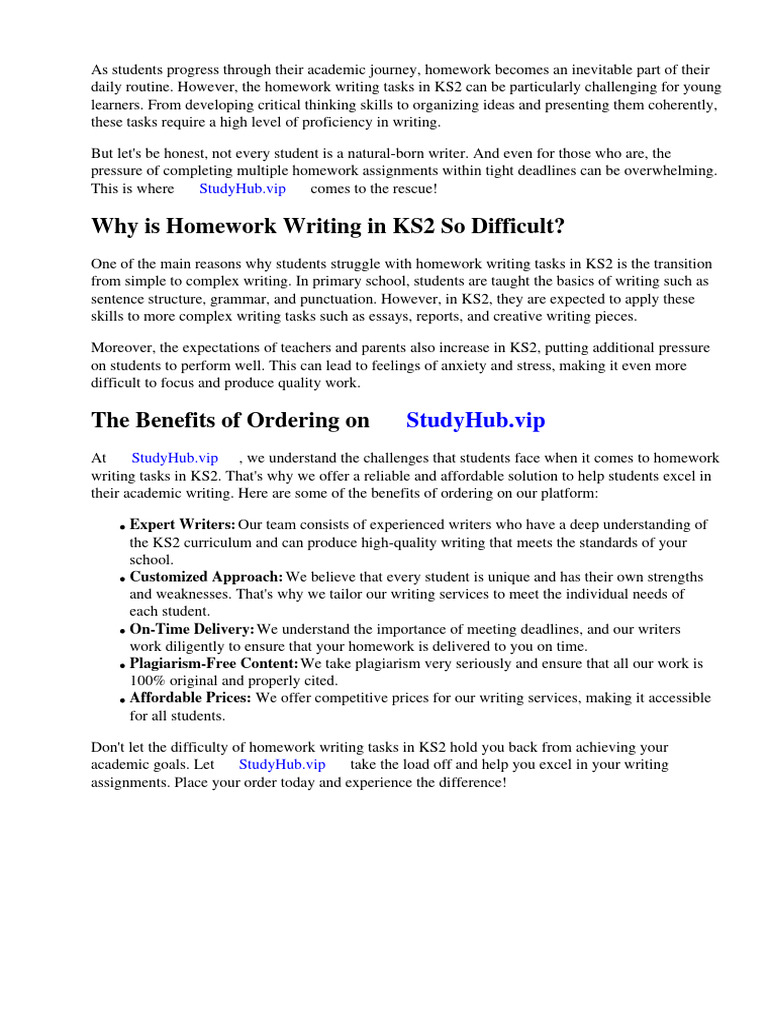 Homework Writing Tasks Ks2 | PDF | Facebook | Homework