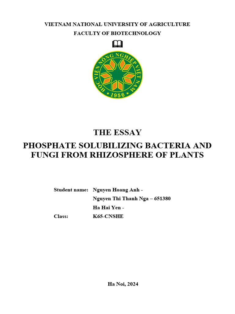 Nhóm 1 - Phosphate Solubilizing Bacteria and Fungi From Rhizosphere of Plants | PDF | Soil ...