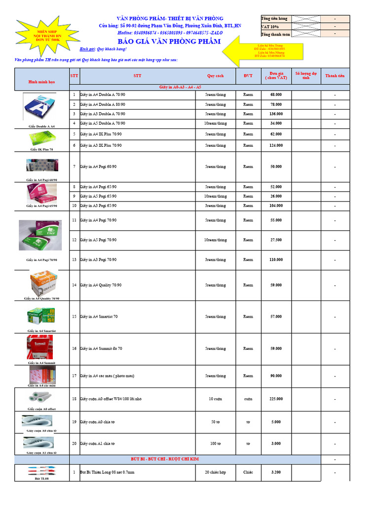 Báo Giá VPP Tháng 9 | PDF