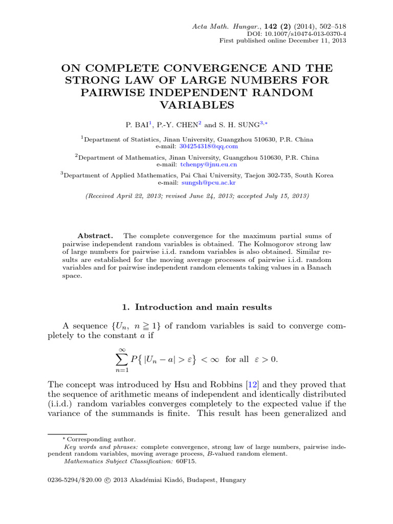 On Complete Convergence and The Strong Law of Large Numbers For ...