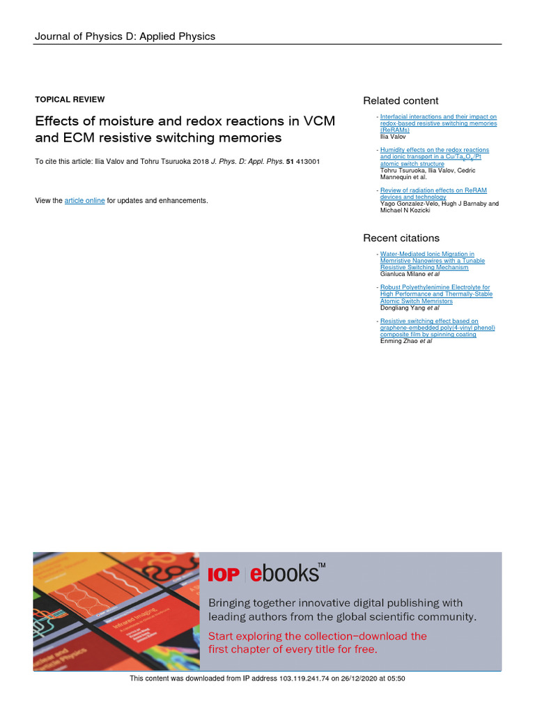 [IMP] Effects of moisture and redox reactions in VCM and ECM RSMs | PDF | Electrochemistry | Redox