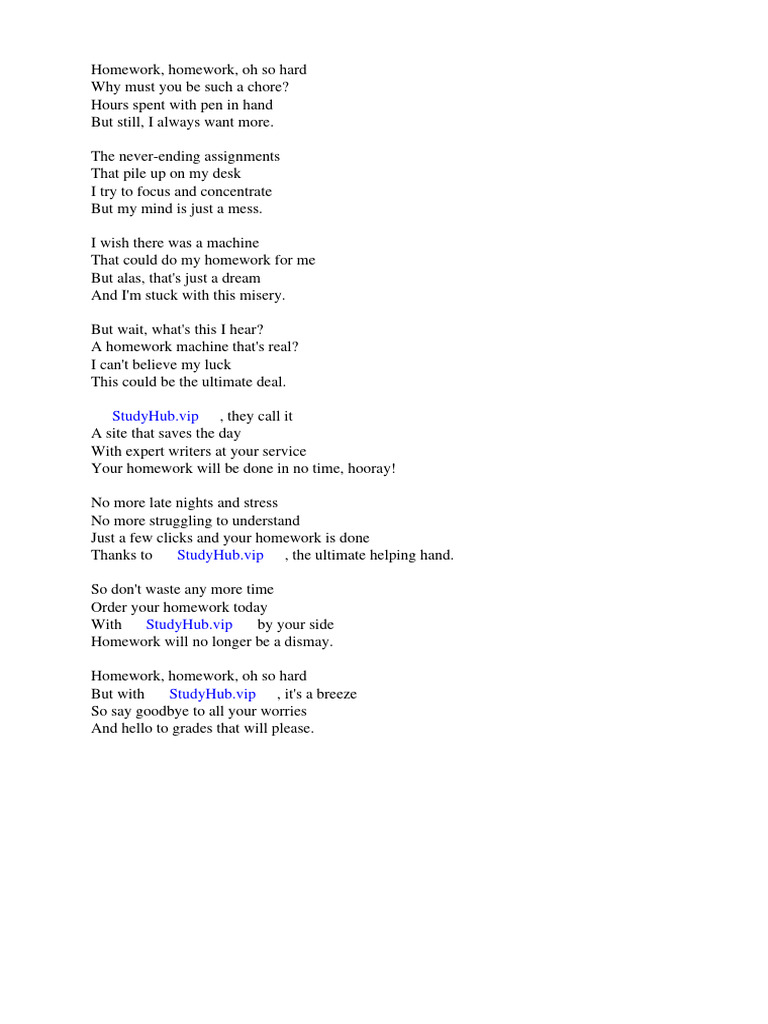 The Homework Machine Song | PDF | Homework