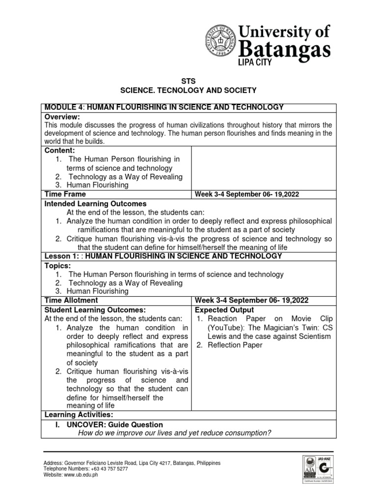 Sts-Module 4 | PDF | Liberal Arts Education