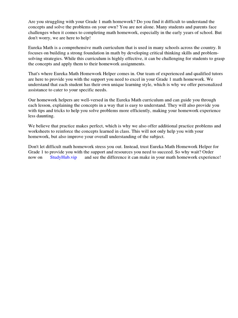 Grade 1 Eureka Math Homework Help | PDF | Mathematics | Homework