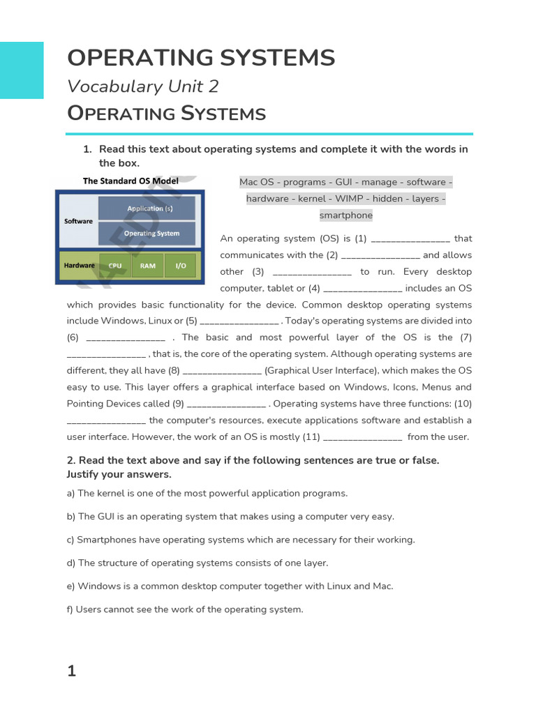 VOCABULARY Operating Systems | Download Free PDF | Graphical User Interfaces | Operating System