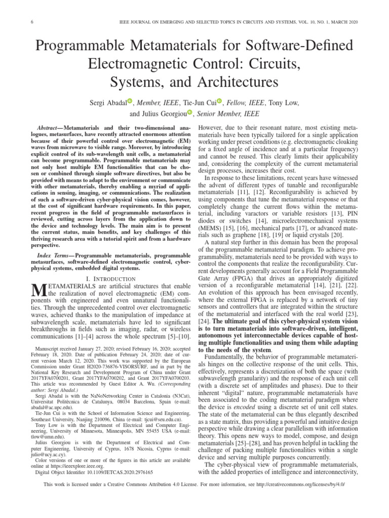 Programmable Metamaterials For Software-Defined Electromagnetic Control Circuits Systems and ...