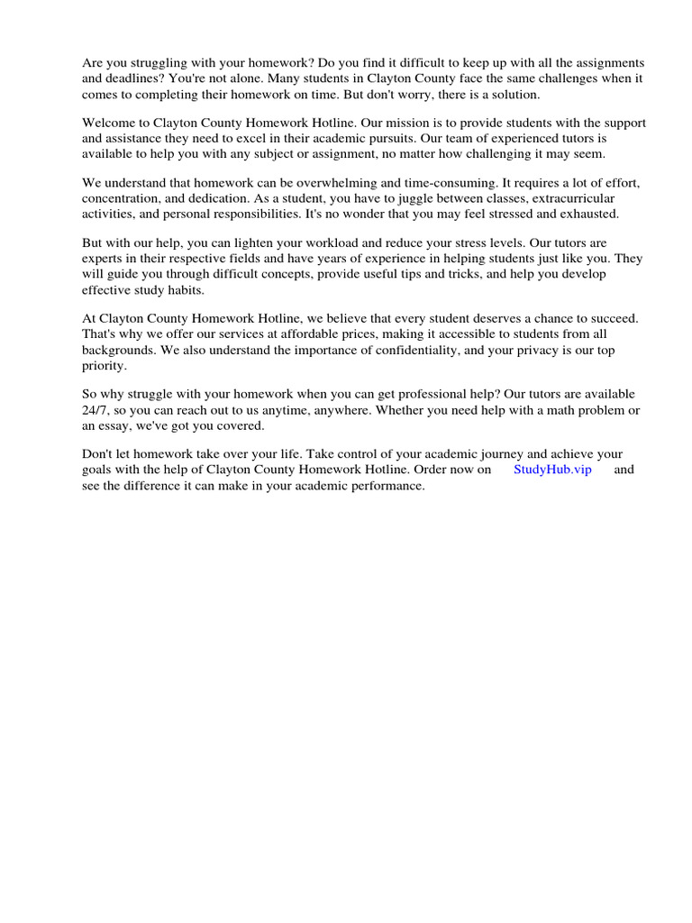 Clayton County Homework Hotline | PDF | Homework | Police