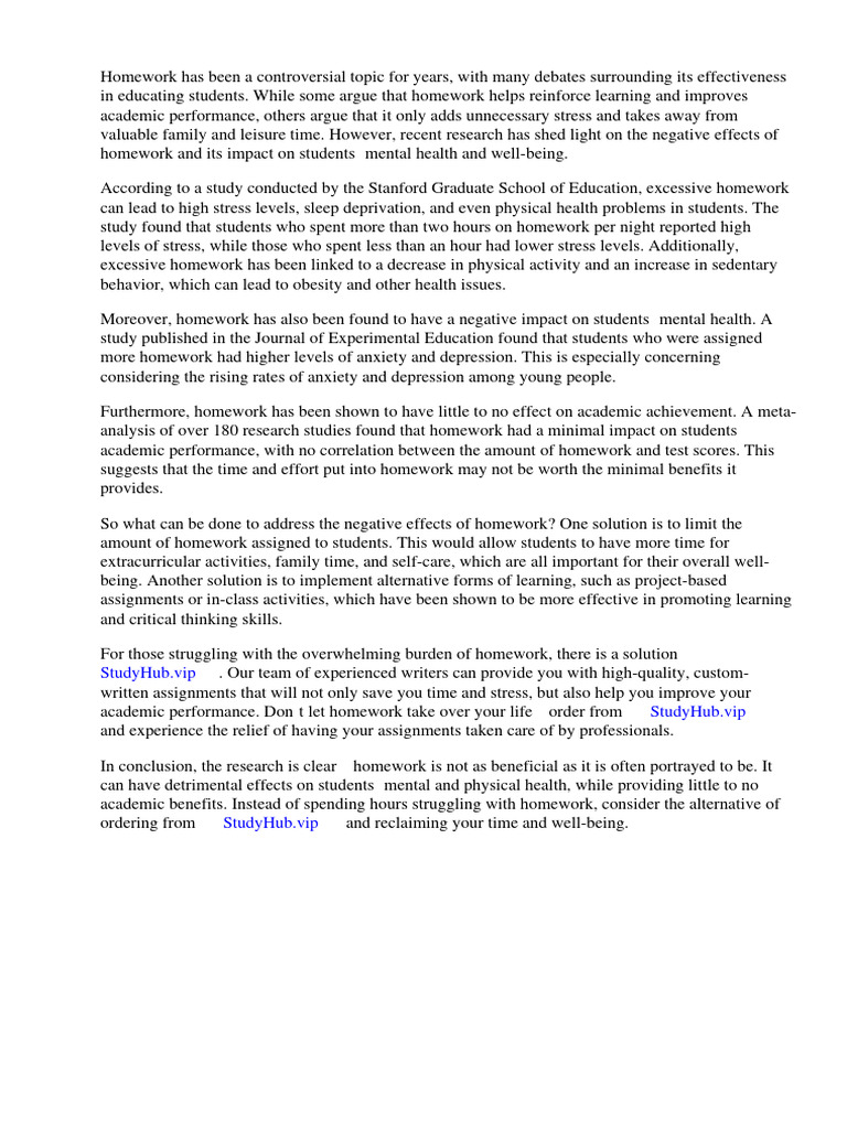 Against Homework Research | PDF | Homework | Mental Health