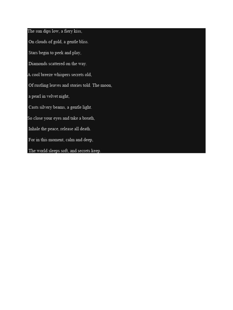 The Sun Dips Low: A Poetic Reflection | PDF