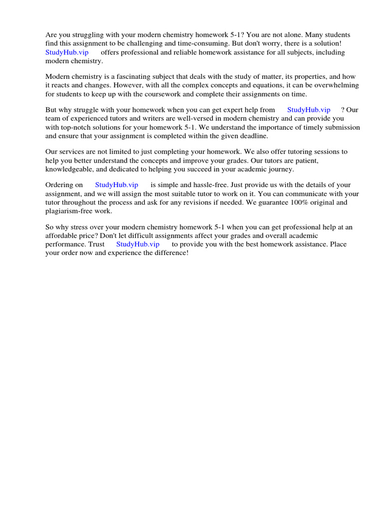 Modern Chemistry Homework 5-1 | PDF | Homework | Textbook