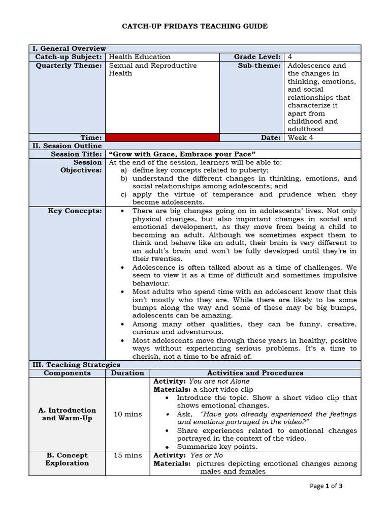 Grade 4 Health Ed | PDF | Adolescence | Learning
