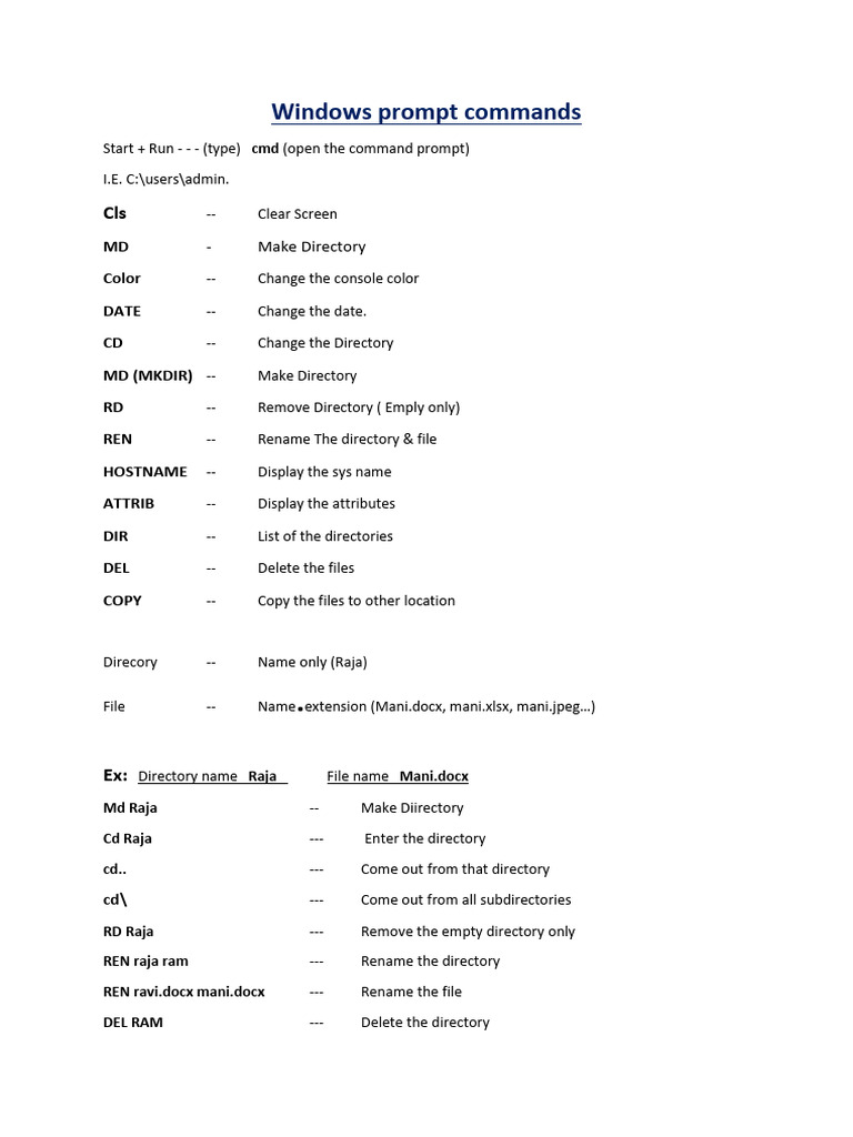 Windows Commands Pdf Directory Computing Computing 