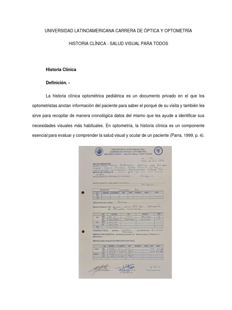Caso Clinico Rudy | PDF | Historial médico | Agudeza visual