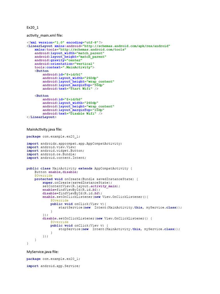 Ex 20 | Download Free PDF | Android (Operating System) | Mobile Software
