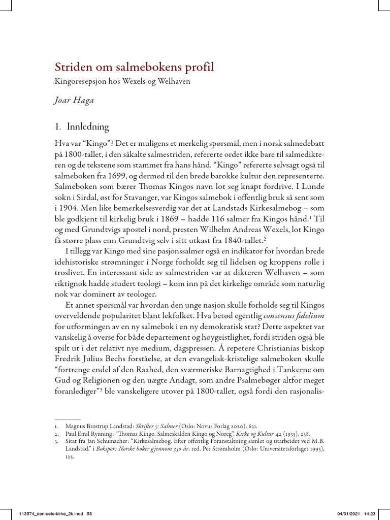A23 Striden Om Salmebokens Profil 2021 | PDF